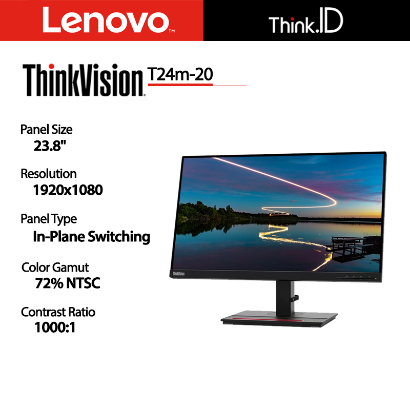 Jual Monitor Lenovo ThinkVision T24m-20 23.8"IPS 1920x1080 FHD 72% NTSC ...