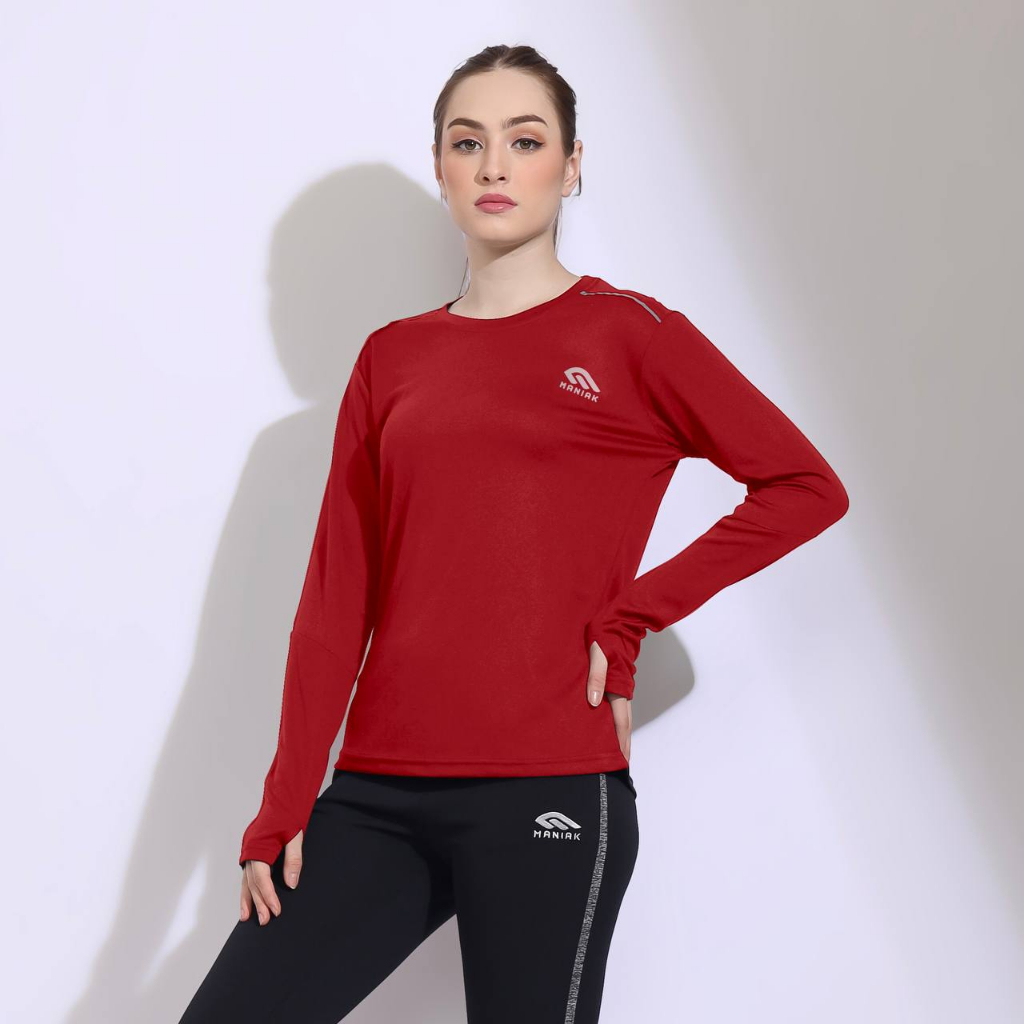 Jual MANIAK Baju Olahraga Lengan Panjang Wanita Kaos Atasan Running ...