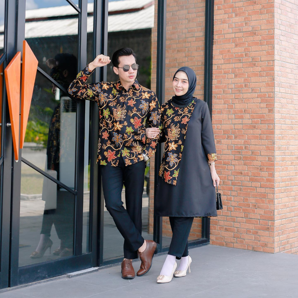 Jual Benang Raja Batik Couple Pria Wanita Katun Motif Merak Daun ...
