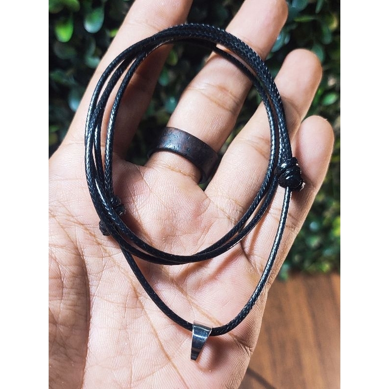 Jual TALI HITAM POLOS IMPORT/VINTAGE KALUNG SERUT BONUS KAITAN LIONTIN ...