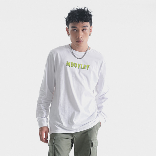 Jual Moutley Kaos Lengan Panjang Basic Desain Melting Typography Katun ...