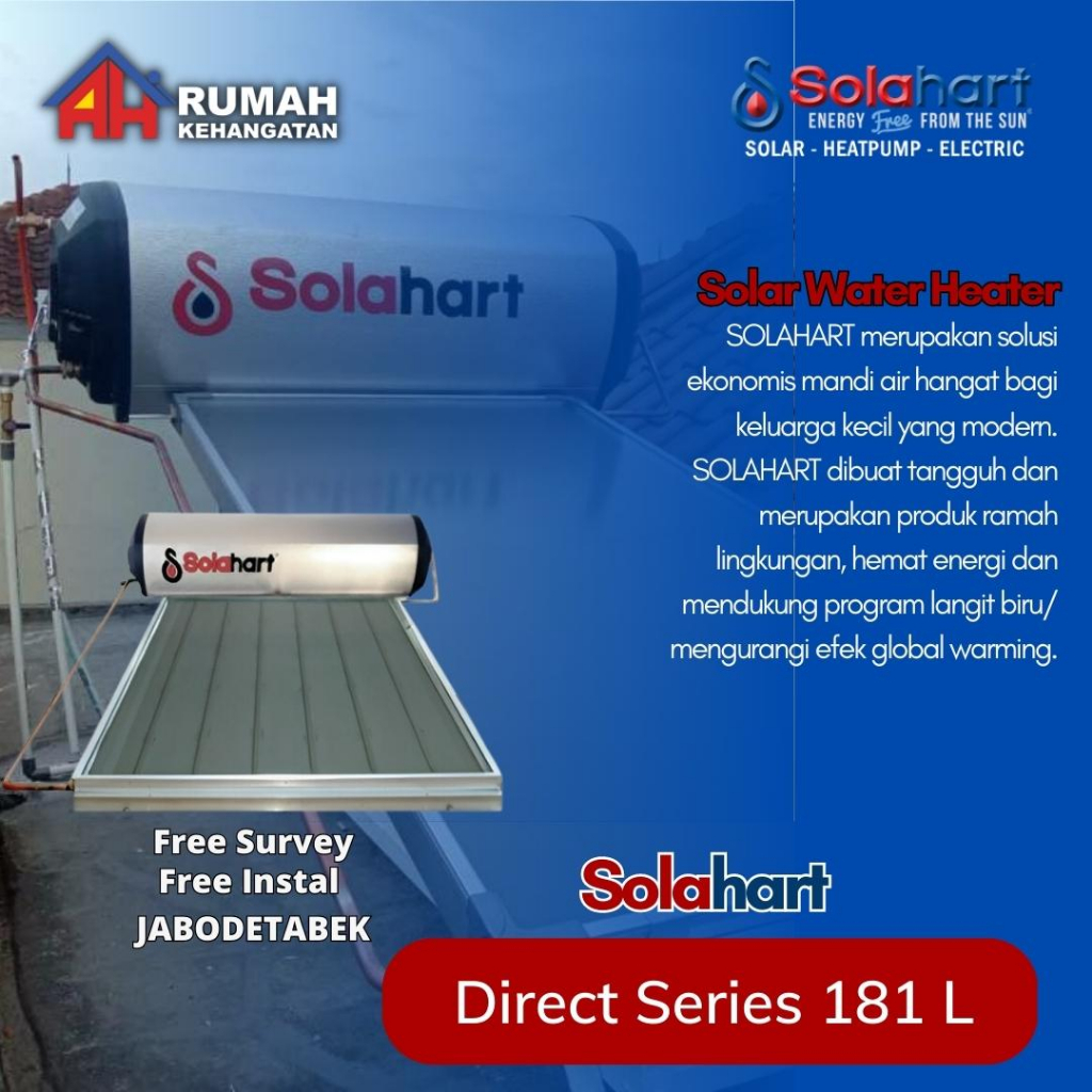 Jual Solar water heater solahart 181L/ pemanas air tenaga surya 181 L ...