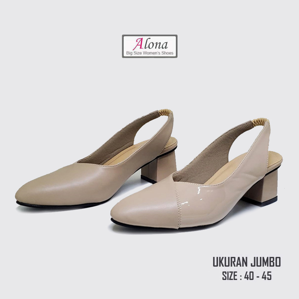 Jual Heels Mules Cream | Sepatu Sandal Wanita (Ukuran Kaki Besar Jumbo ...