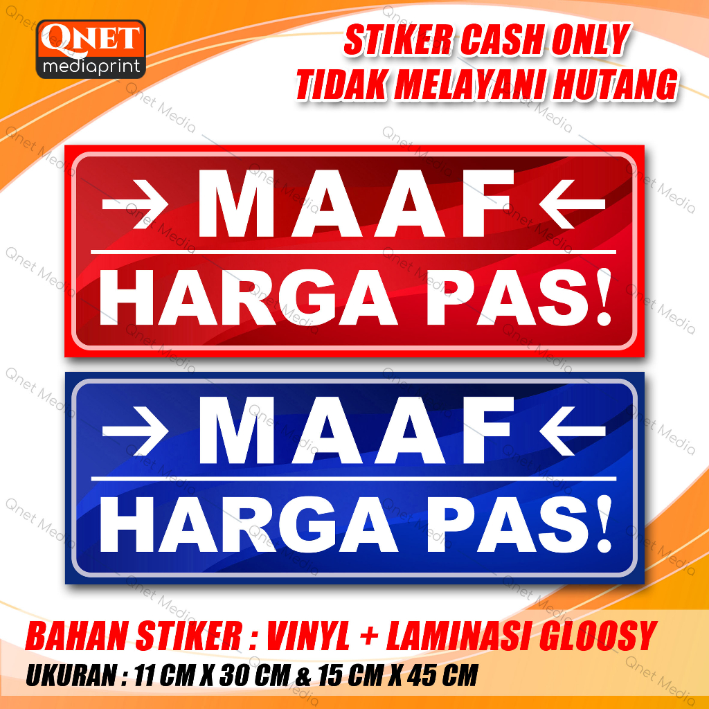 Jual STIKER MAAF HARGA PAS | BAHAN VINYL + LAMINASI GLOSSY | Shopee ...