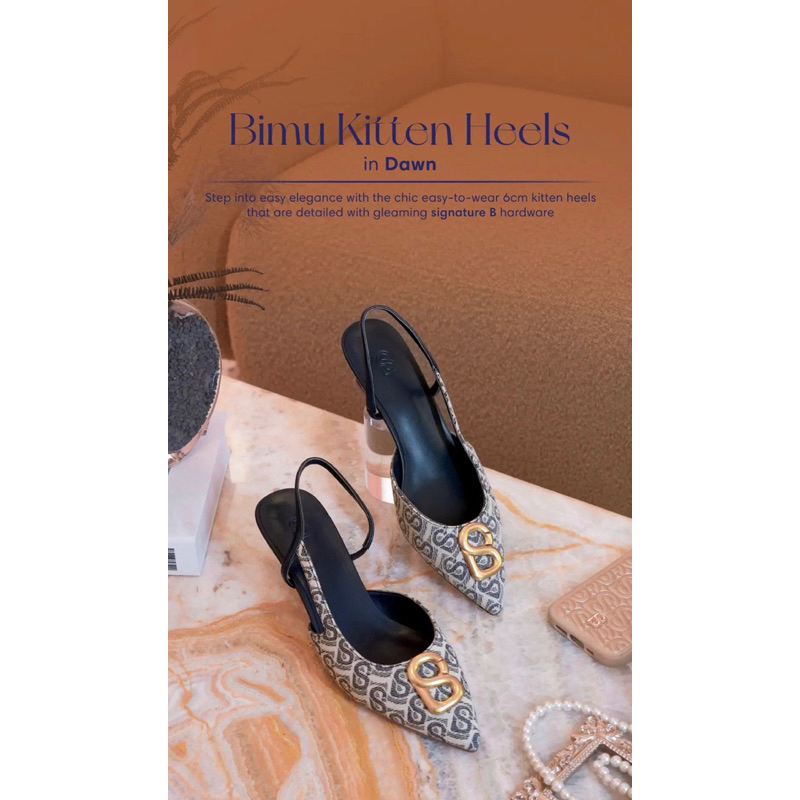Jual Bimu Kitten Heels Black Buttonscarves Store Ready BSlady BS ...