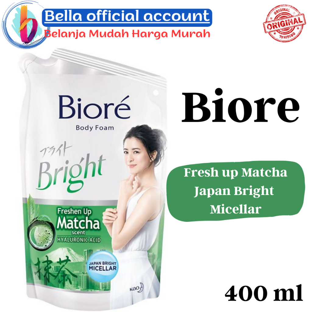 Jual Biore Body Foam Bright Freshen Up Matcha Pouch Sabun 400 ml | Shopee Indonesia