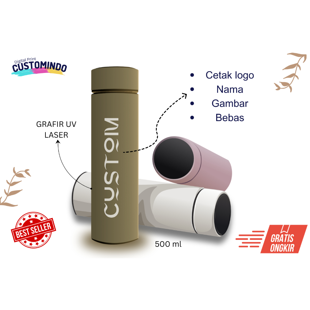 Jual thermos suhu led sakura tumbler promosi grosir import vaccum led ...