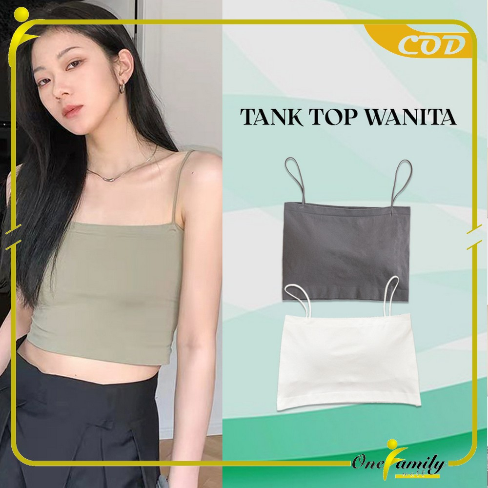 Jual ONE-P263 Tank Top Crop Tali Spagheti Tanpa Lengan Pakaian Dalam ...