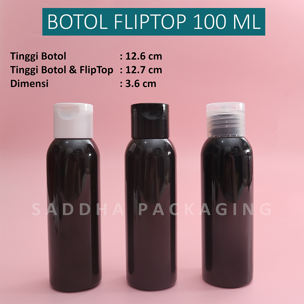 Jual Botol Fliptop 100ml Hitam PET / Botol 100 ml PET / Botol Lotion / Botol Plastik / Botol ...
