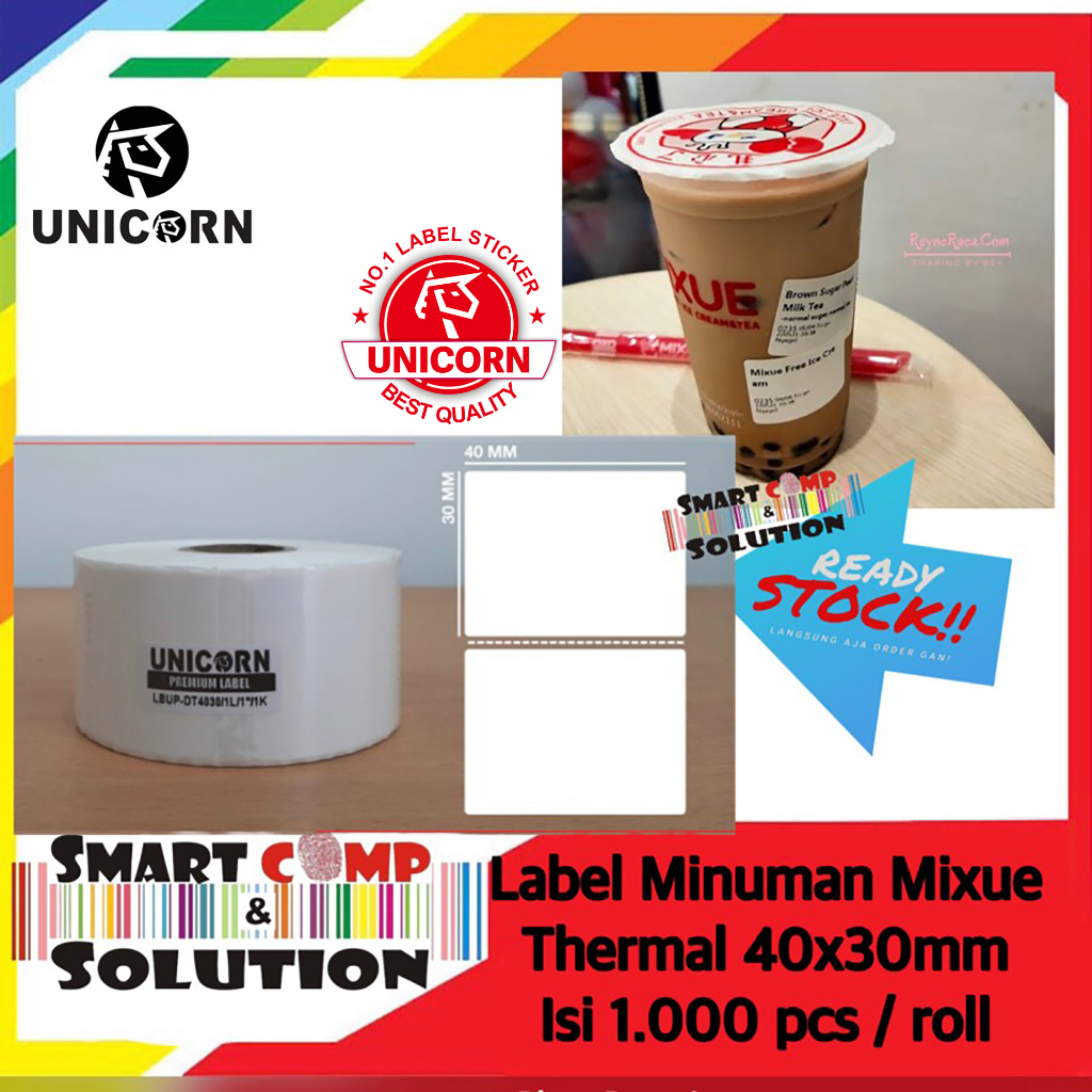 Jual Thermal Label Sticker 40x30mm 1Line 1000pcs Stiker mixue Barcode ...