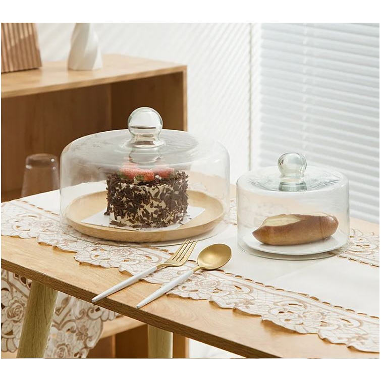Jual Tutup Tempat Kue kaca Cake Lid High Borosilicate Glass Cover ...