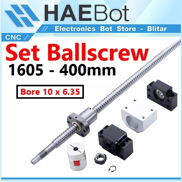 Jual [HAEBOT] Ballscrew Ball screw SFU1605 1605 400mm BK BF12 Nut Set ...