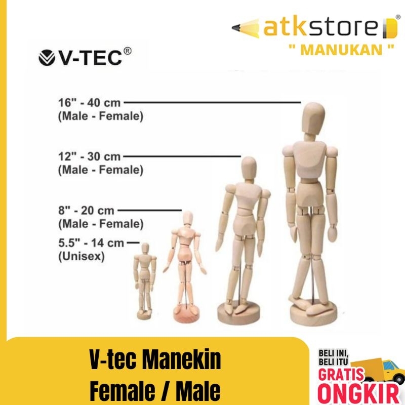 Jual Manekin Kayu Female Male 30 cm ( 12" ) || Mannequin wooden V-tec perempuan laki laki ...
