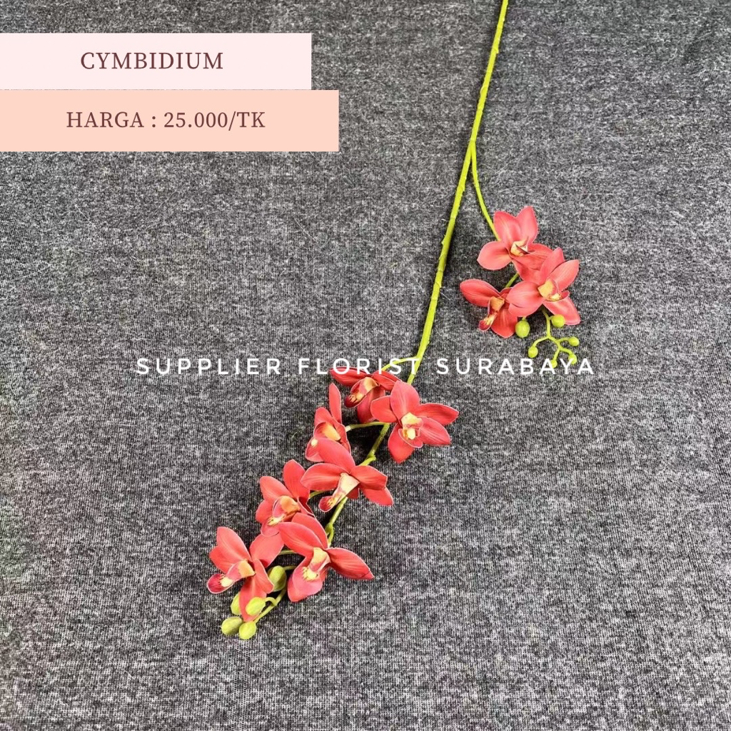 Jual [10 KEPALA] BUNGA PALSU ANGGREK CYMBIDIUM KECIL BAHAN LATEX REAL ...