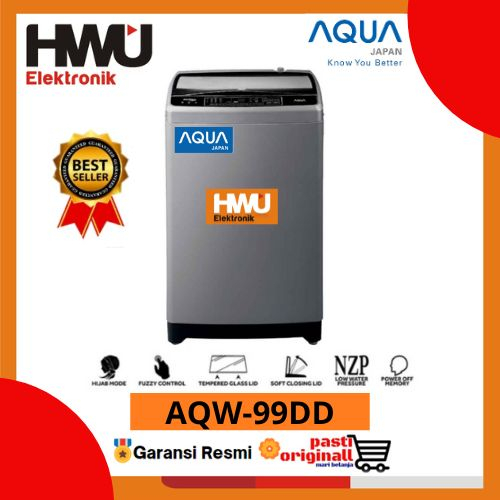 Jual AQUA AQW99DD Mesin Cuci TOP LOADING 1 Tabung 9Kg / HIJAB MODE ...