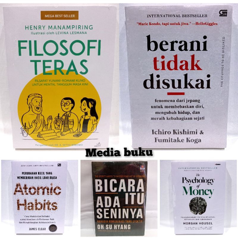 Jual PAKET 5 BUKU MOTIVASI FILOSOFI TERAS + ATOMIC HABITS + BICARA ITU ADA SENINYA + THE ...