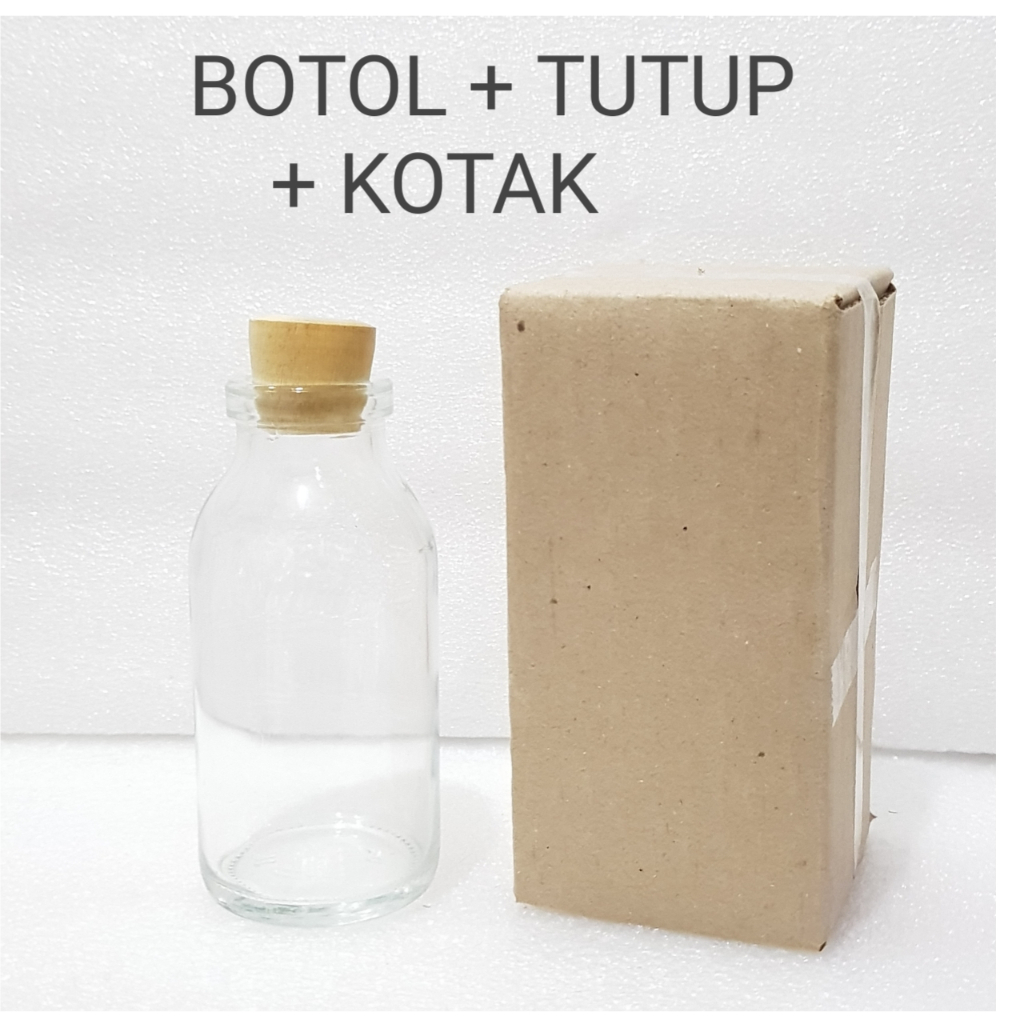 Jual Botol Kaca 50 / 100ml Tutup Kayu / KARET Souvenir Botol Hiasan ...