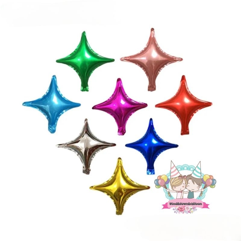 Jual WINDBLOWN BALON BINTANG 4 SISI WAJIK / FOUR POINTED STAR 20cm ...