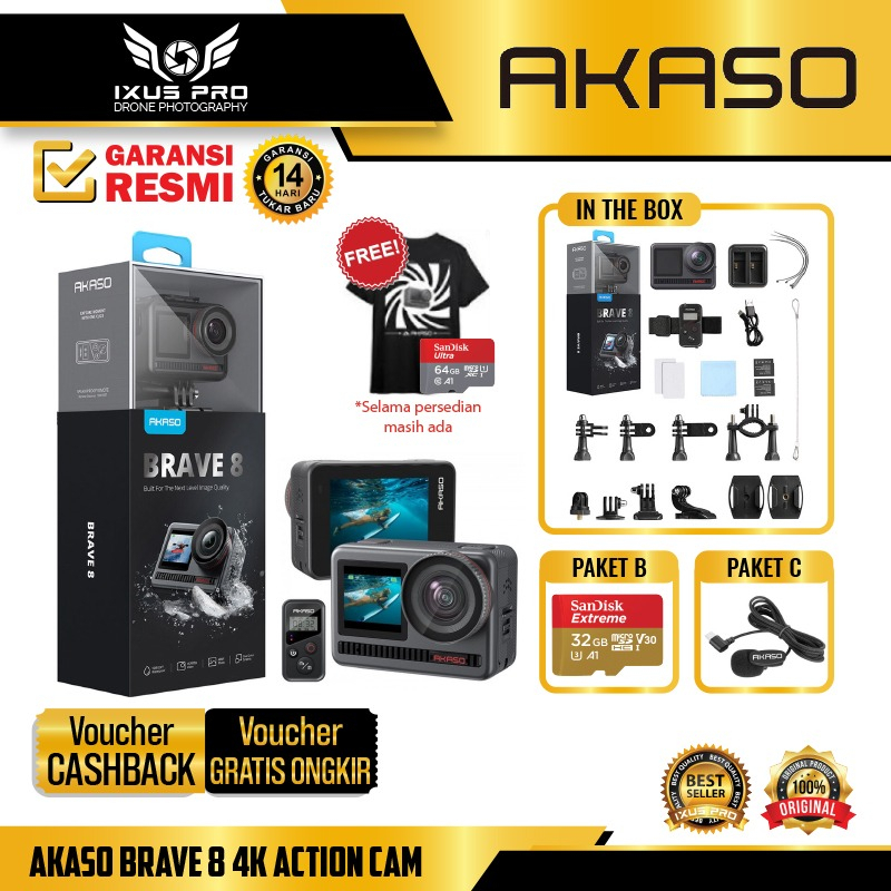 Jual Akaso Brave 8 4K Action Cam Akaso Brave8 Action Camera GARANSI RESMI | Shopee Indonesia