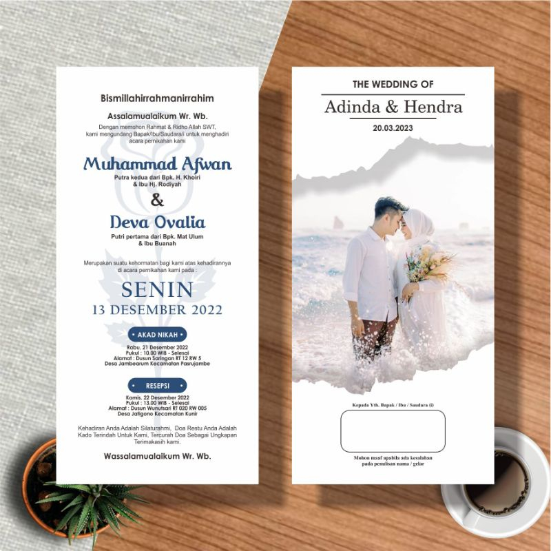Jual UNDANGAN PERNIKAHAN 1 LEMBAR FREE PLASTIK, BARCODE, DENAH DAN FOTO ...