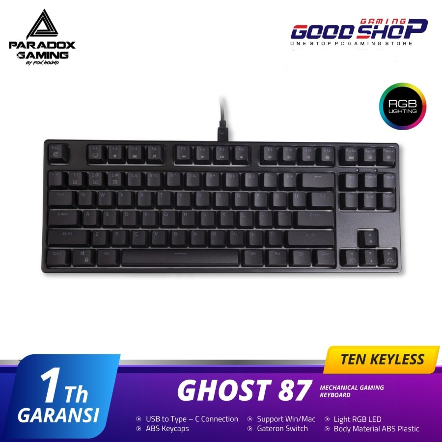 Jual Paradox Gaming Ghost 87 / GH87 RGB Mechanical Gaming Keyboard ...