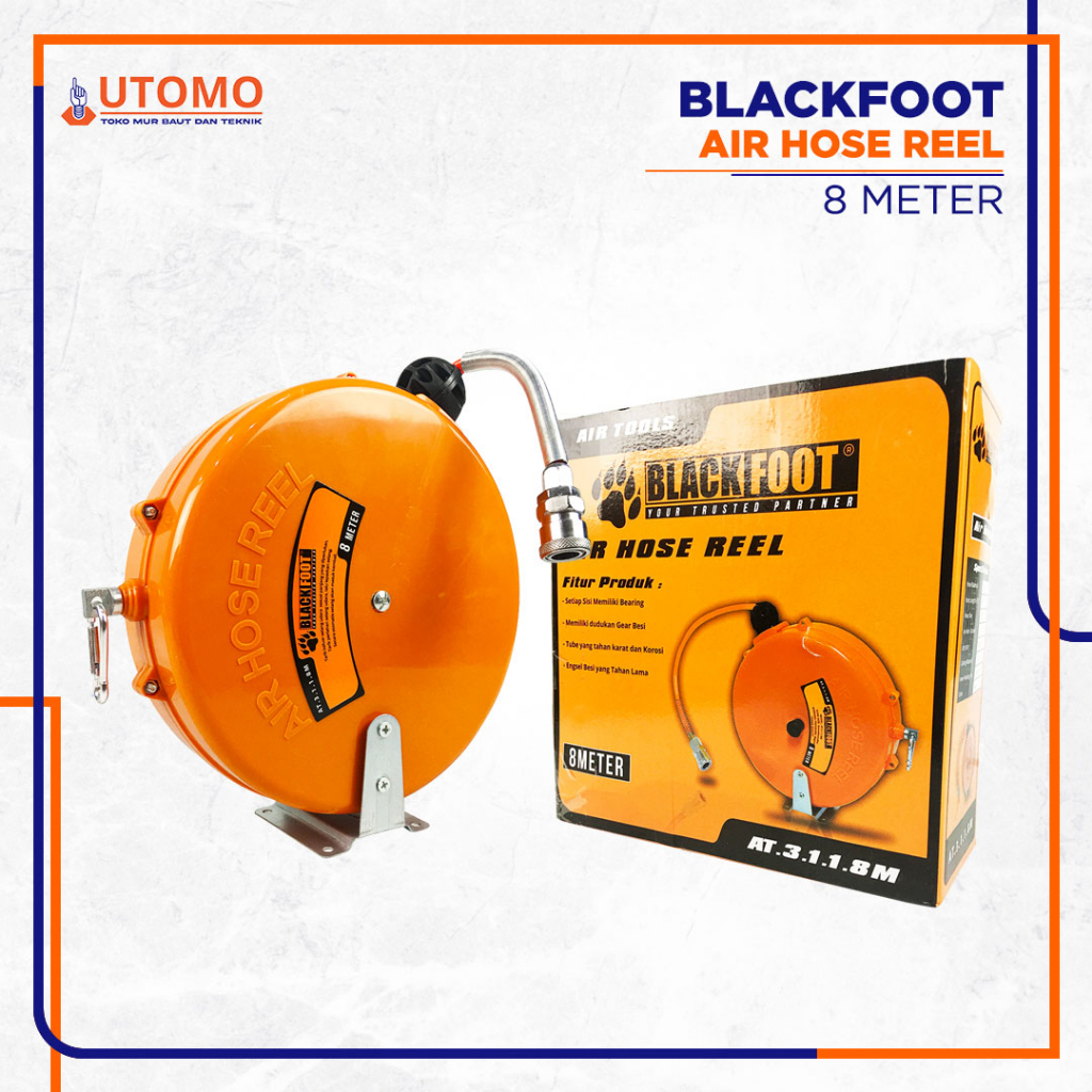 Jual BLACKFOOT Air Hose Reel 8 Meter 8M Selang Angin Kompresor Gulungan ...