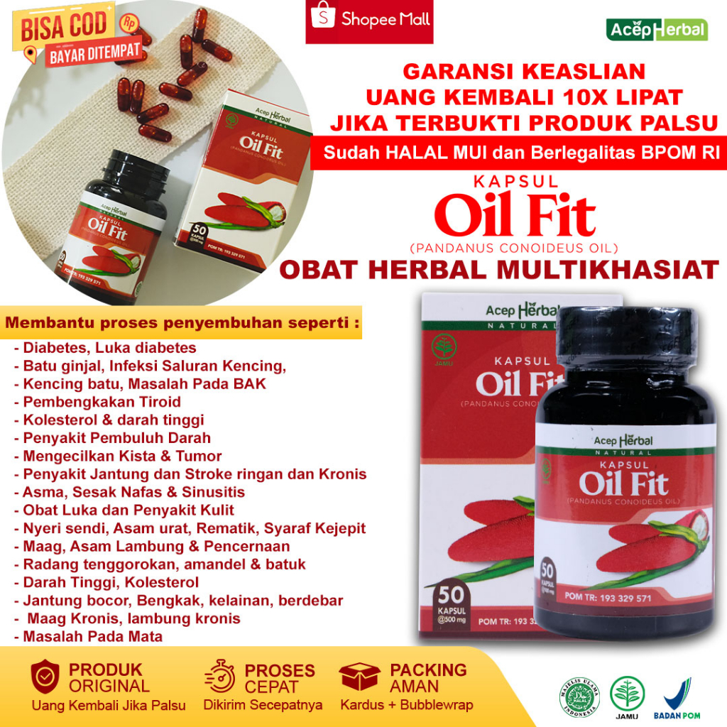 Jual Oil Fit Kapsul Minyak Buah Merah Papua Asli Obat Herbal ...