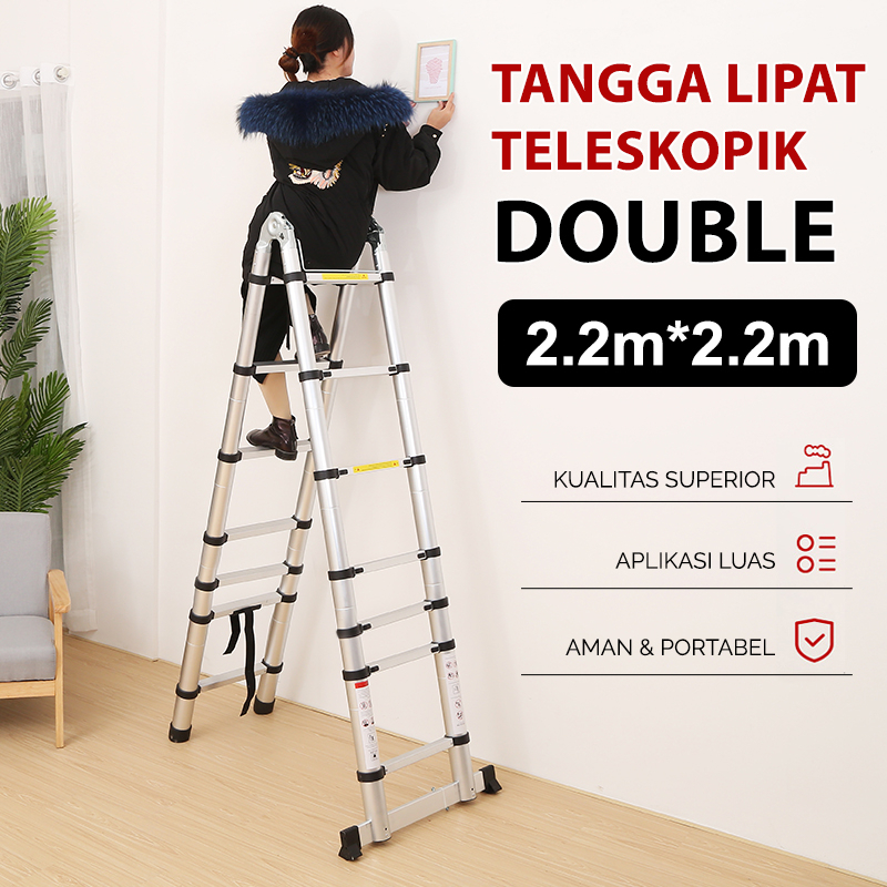 Jual Tangga Lipat 2.2+2.2M Meter Bahan Alumunium Kuat Kokoh - Tangga ...