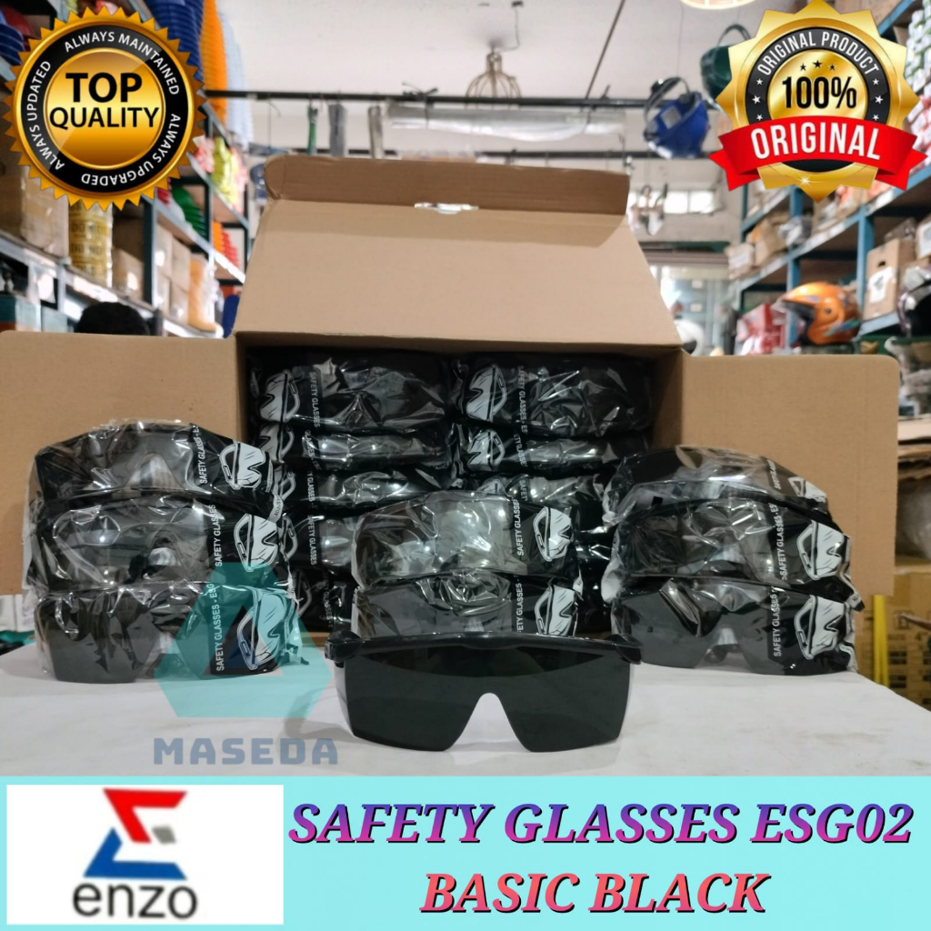 Jual Kacamata Safety Gerinda / Las Hitam ENZO | Shopee Indonesia