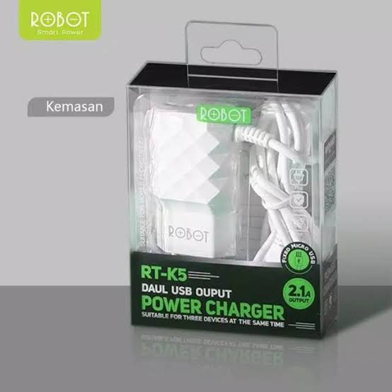 Jual Adaptor Robot RT-K5 2.1A Dual USB Output Charger 3 Devices | Shopee Indonesia