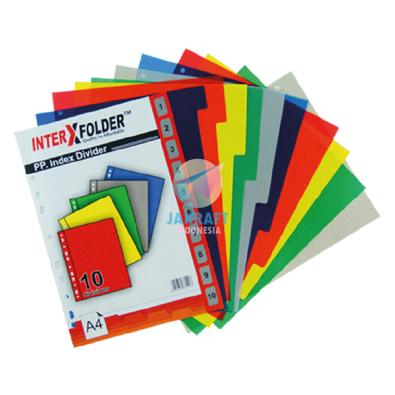 Jual (1 Set) Divider Plastik Pembatas Binder Ordner A4 isi 10 Tabs Tab ...