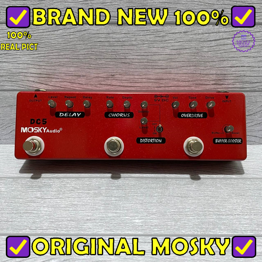 Jual Efek Gitar Mosky DC5 Multi Effects Pedal 6 In 1 Delay Chorus Distortion Overdrive Booster ...