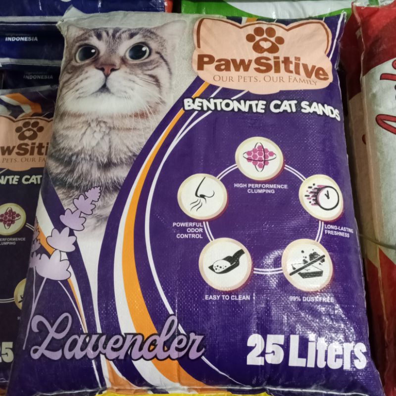 Jual Pasir Wangi Gumpal Pawsitive 25 litter lavender | pasir kucing ...