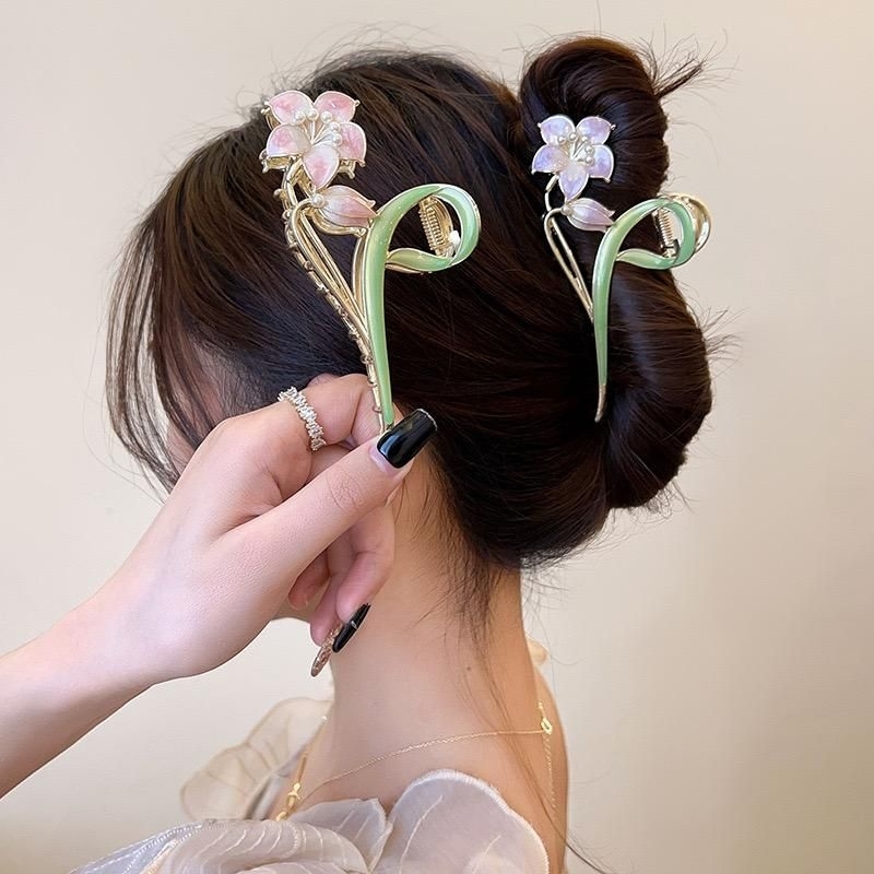 Jual tulip hair claw / jepitan besi / jedai bunga / jepit rambut korea ...