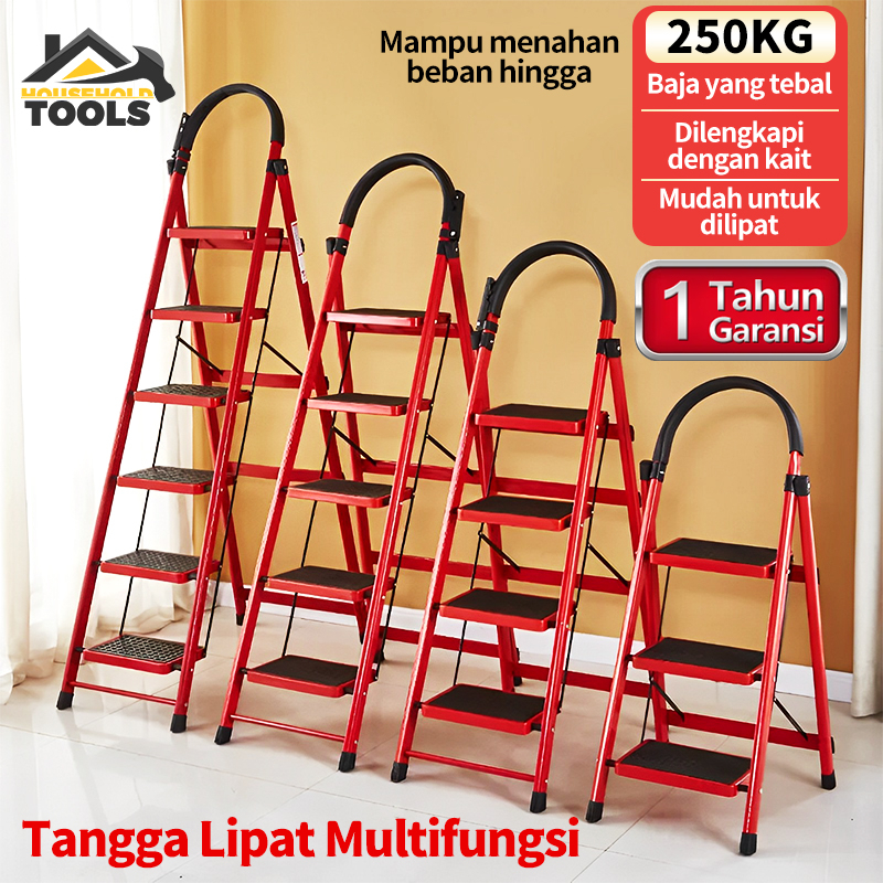 Jual Tangga Lipat Rumah Besi Lipat 2/3/4/5/6 Step/ Tangga Lipat Aluminium 6 Step Premium untuk ...