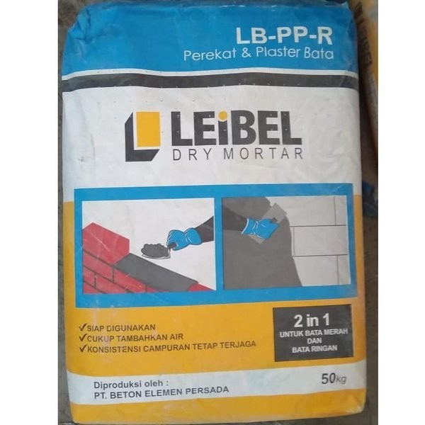 Jual 50 KG LEIBEL Mortar Plester Bata Merah & Bata Ringan Plaster Plesteran | Shopee Indonesia