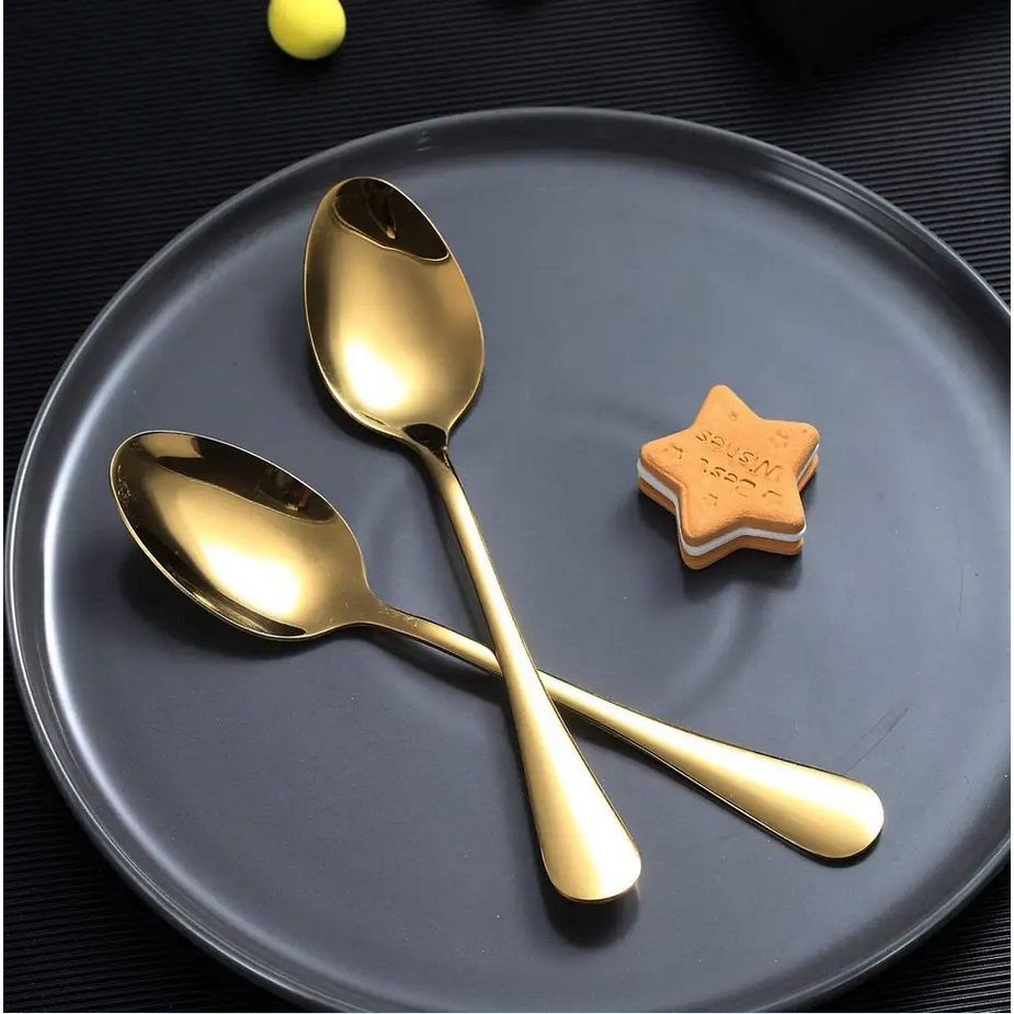 Jual 1pc Sendok Makan EMAS 20cm Stainless Steel Tebal Gold Alat Makan ...
