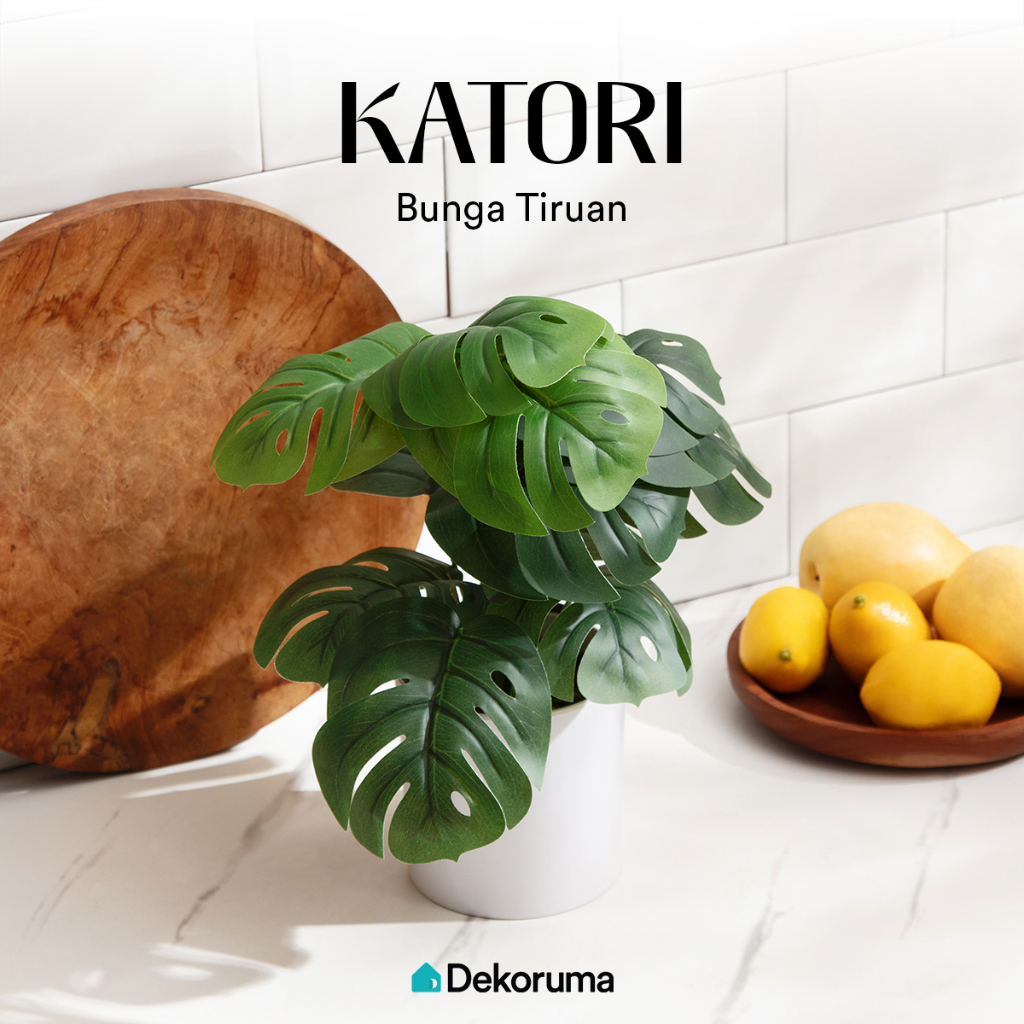 Jual Dekoruma KATORI Tanaman Tiruan Monstera dalam Pot Putih | Shopee ...