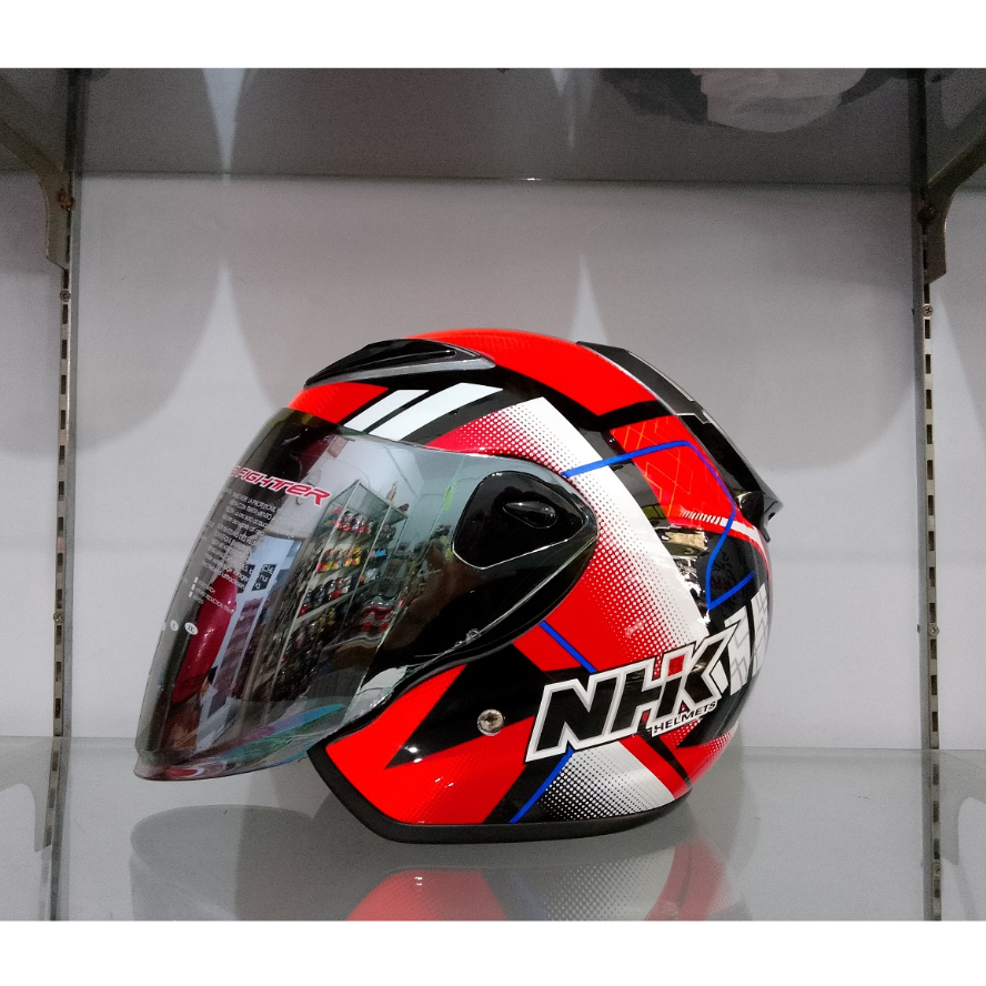 Jual HELM NHK R6 R44 BLACK OREN HALF FACE R6 MOTIF TERBARU ORIGINAL ...