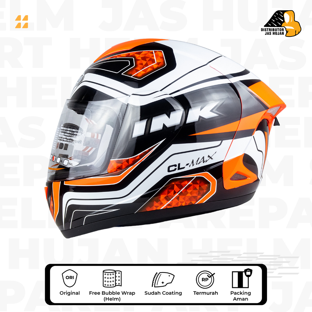 Jual Helm INK CL Max #5 Motif White Orange | Shopee Indonesia