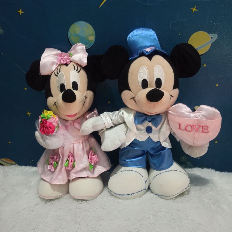 Jual boneka mickey mouse and minnie mouse mimos wedding plush doll ...