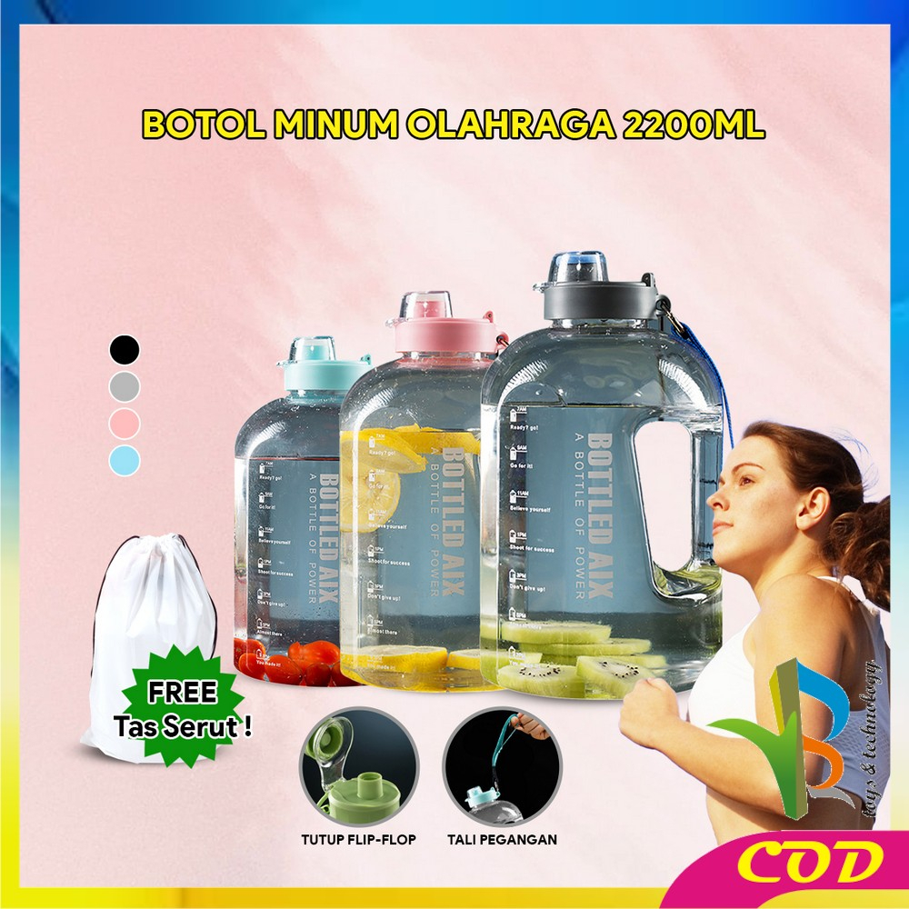 Jual RB-C470 Botol Minum Transparan 2200ML Tumblr Botol Gym Bottle / Tempat Botol Minum Olahraga ...
