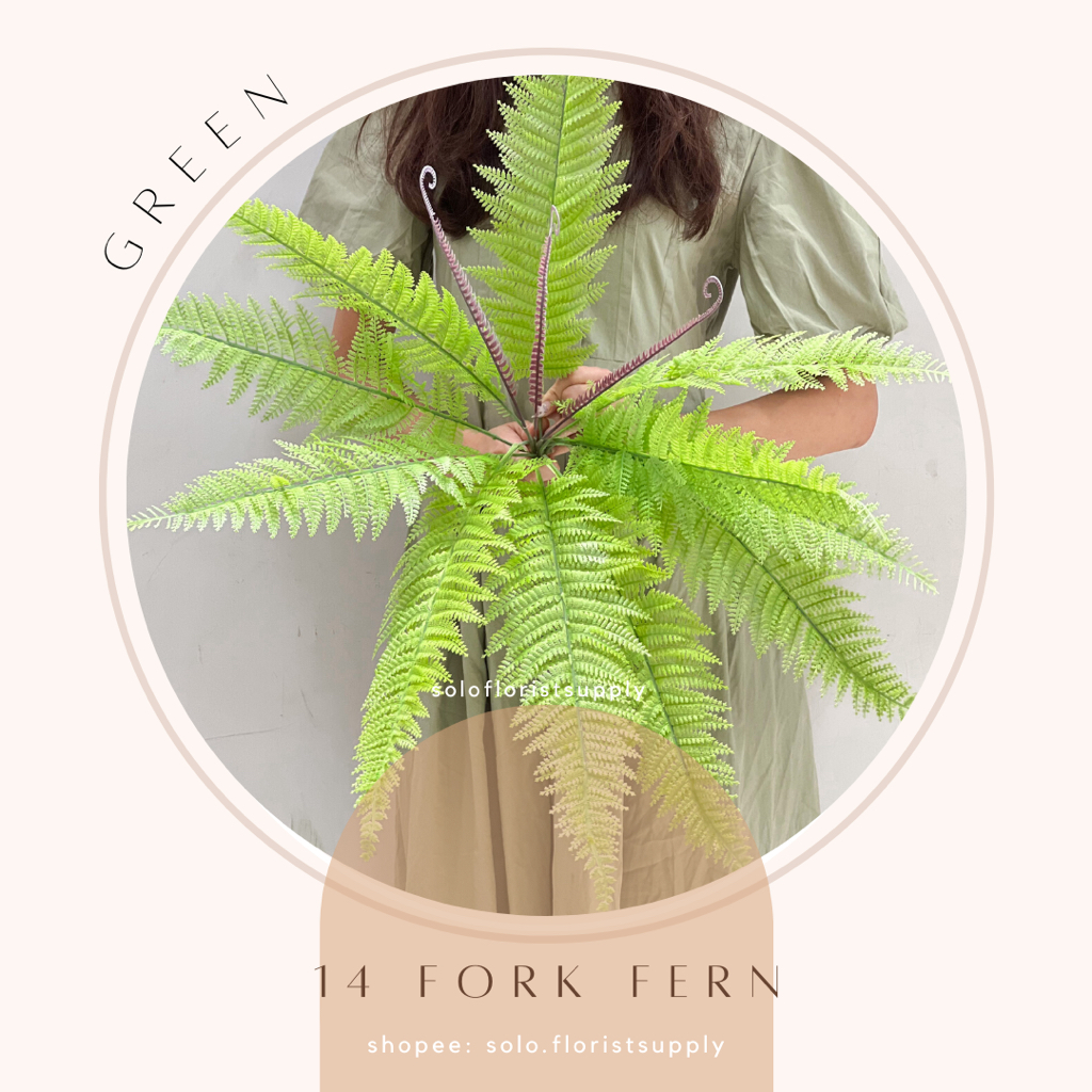 Jual 14 FORK FERN ARTIFICIAL DEKORASI DEDAUNAN DAUN HIJAU DAUN JUNTAI ...