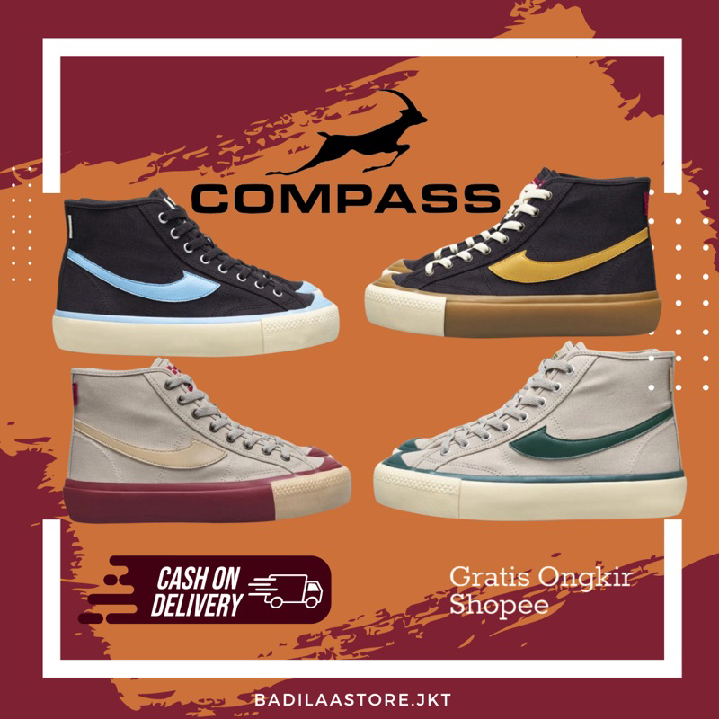Jual [ORIGINAL] SEPATU COMPASS GAZELLE HIGH WAFER GREEN / WAFER MAROON ...