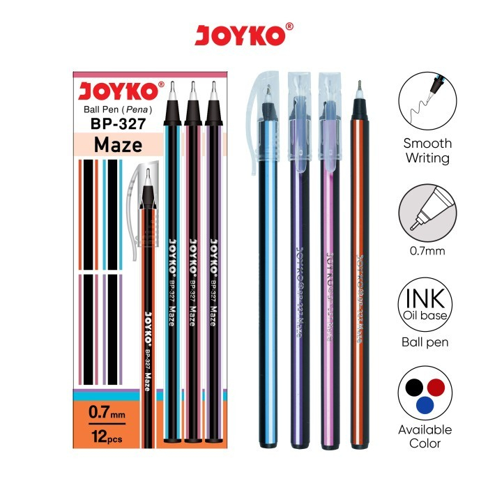 Jual Ball Pen Pulpen Pena Joyko BP-327 Maze 0.7 mm 1 Box 12 Pcs | Shopee Indonesia