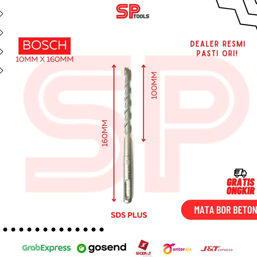 Jual MATA BOR BETON SDS PLUS 1 / SDS PLUS-1 BOSCH 10 MM 10MM X 100MM/160MM | Shopee Indonesia