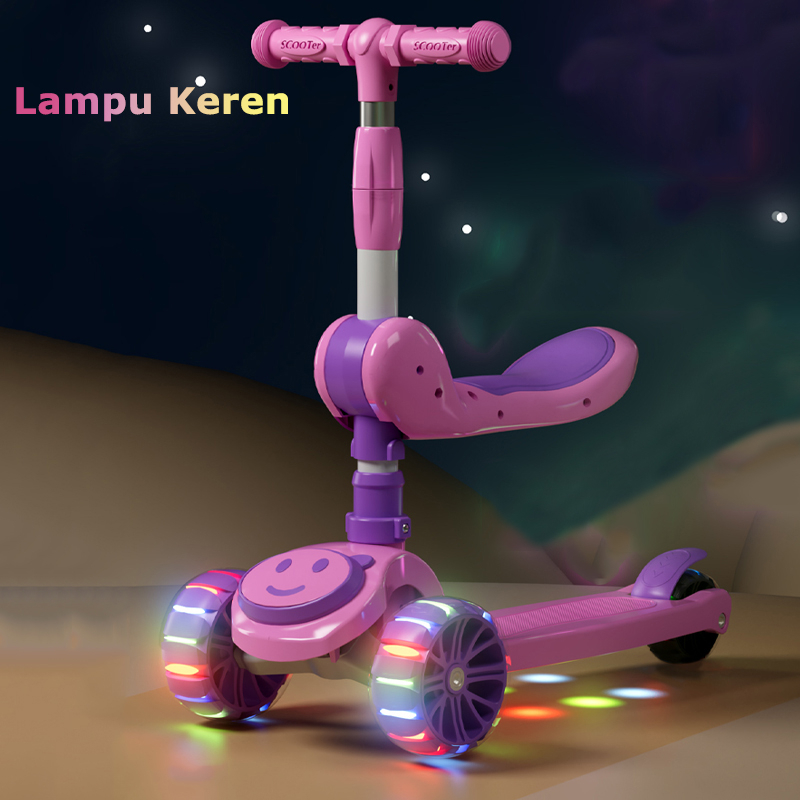 Jual Skuter Anak Roda 3 Mainan Scooter Otoped Bisa Lipat dengan Lampu ...