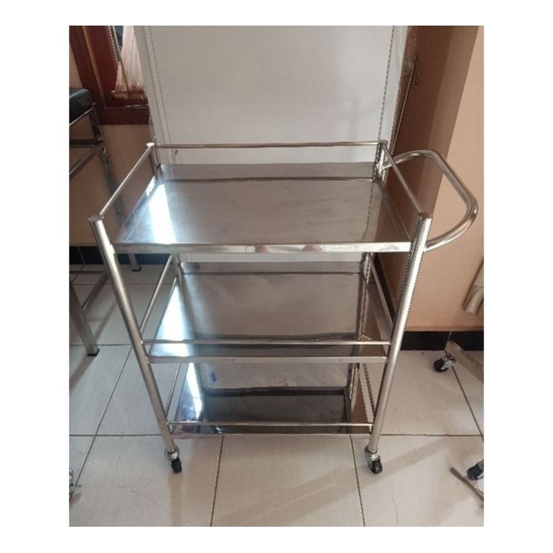 Jual Trolley instrument 3 susun Pipa Stainless | Trolly Rak | Troli ...