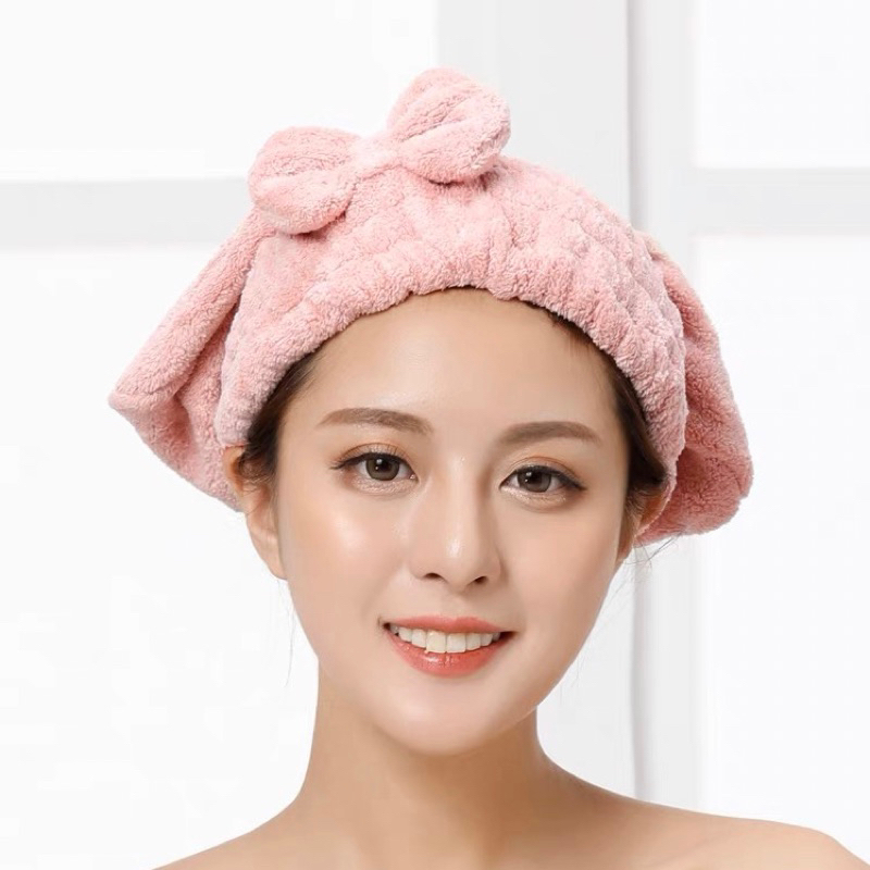Jual Handuk Rambut Topi Pita / Handuk Keramas Cepat Kering / Towel Cap ...
