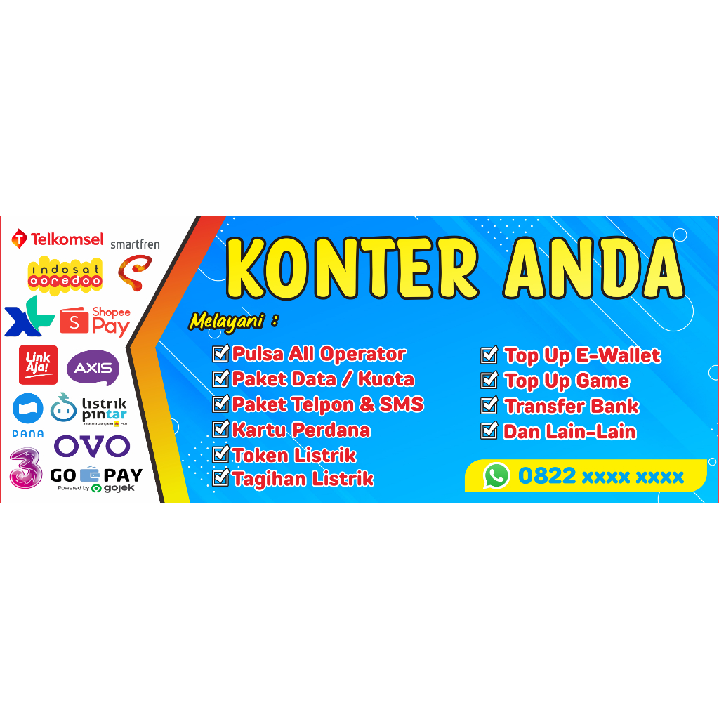 Jual Spanduk Banner Konter / Banner Spanduk Murah / Aksesoris Konter / Variasi Warna -ONEKLIK.1 ...